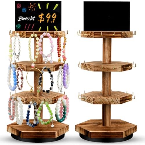 Amazon.com: ERTIUANIO Bracelet Holder Display, 3 Tier Wooden Rotating ...