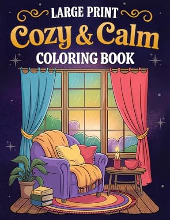 Amazon.com: Large Print Cozy & Calm Coloring Book: 50+ Simple, Easy ...
