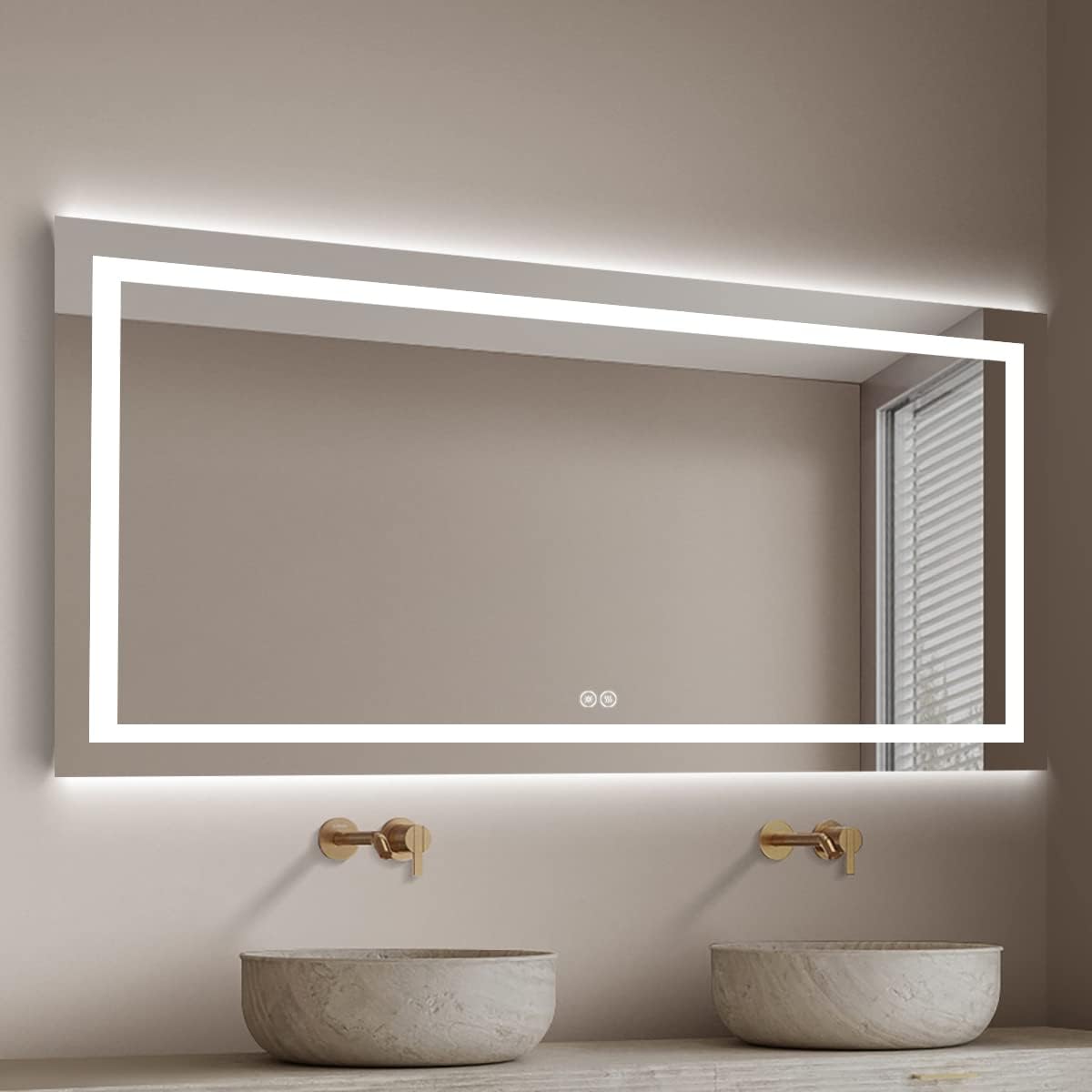 Amazon.com: D-HYH Led Mirror Bathroom,Vanity Mirror with Lights 55 x 28 ...