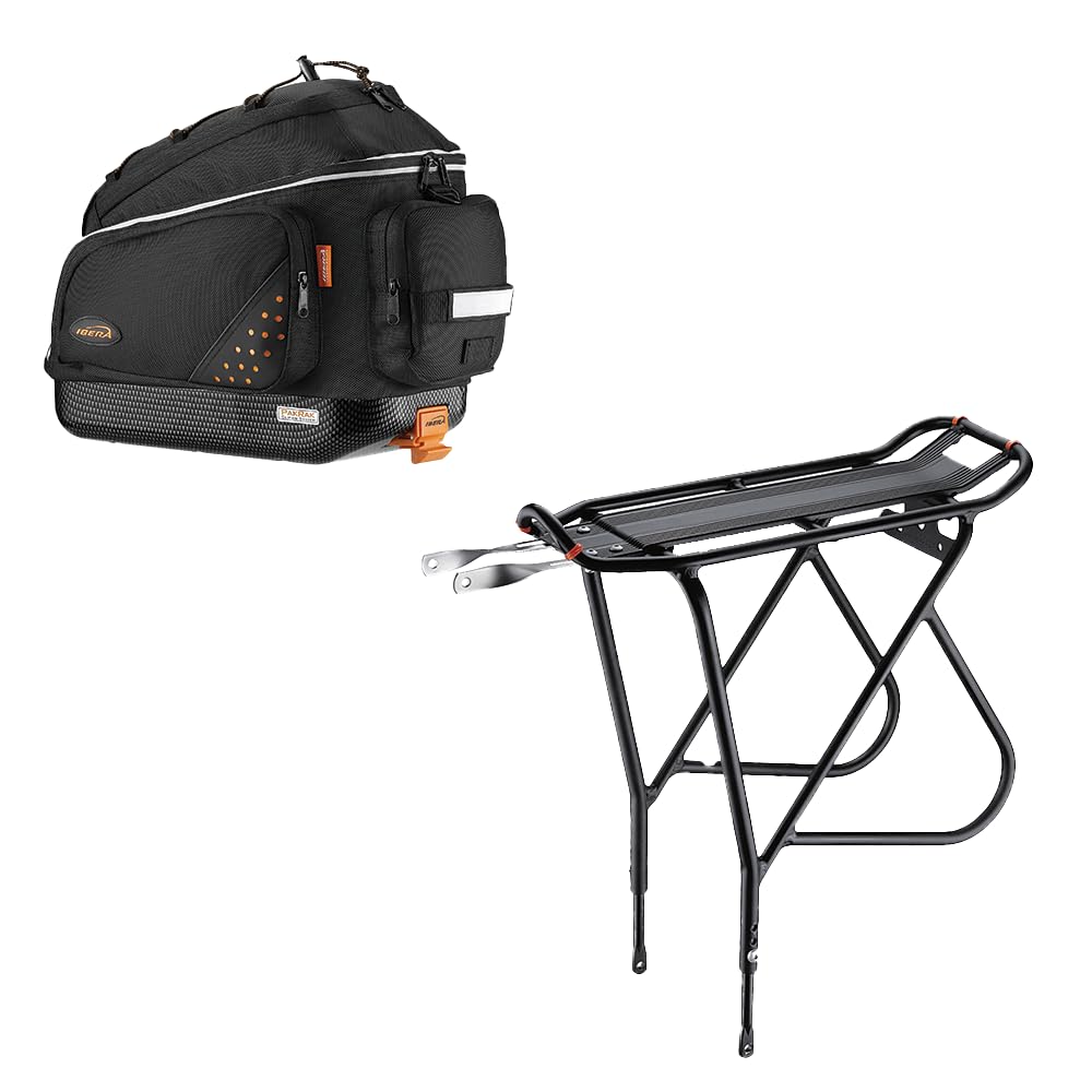 Snapklik.com : Ibera Bike PakRak Clip-On Commuter Bag & Touring Carrier Disc/Non-Disc Rack Combo Set