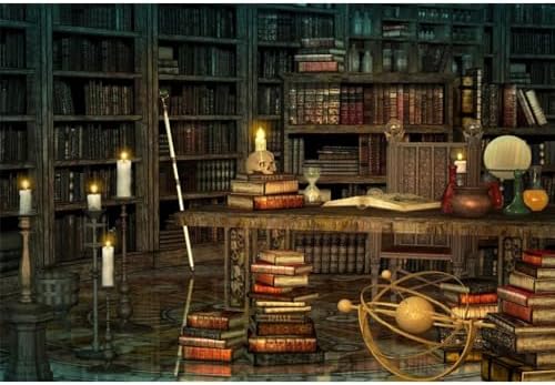 Amazon.com : YongFoto Medieval Library Magical Wizard Study Room ...