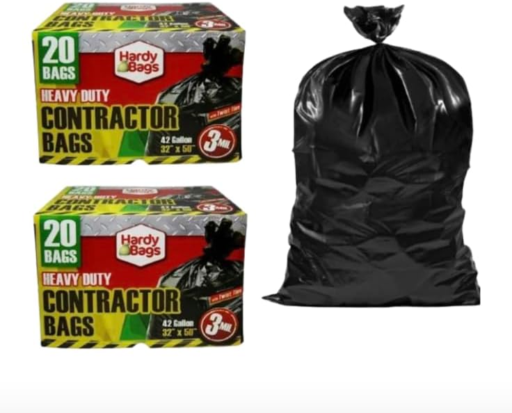 Amazon.com: Hardy Bags Contractor Trash Bags, 42 Gallon Heavy-Duty, 3 ...