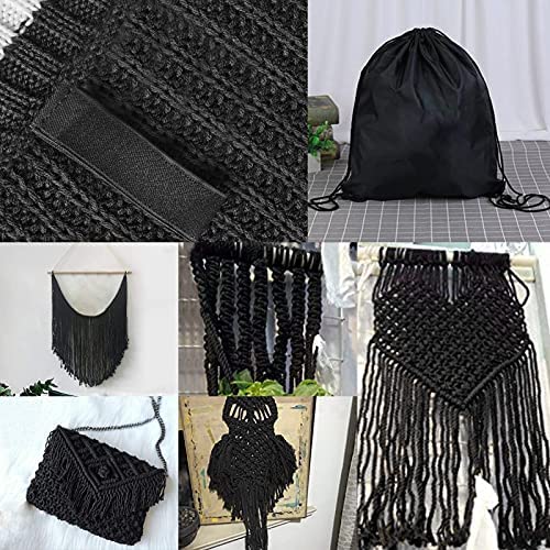 ANYWELL Black Macrame Cord 4mm x 200m, Corde Macram, Not Dyed, Colored ...