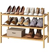 Amazon.com: kiplant Bamboo Shoe Rack, 2-Tier Shoe Rack for Entryway ...