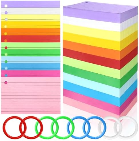 Amazon.com : Tecmisse Multicolor Index Cards, 600 Sheets Flash Cards ...