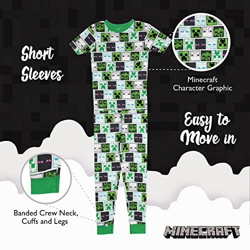 Minecraft Boys’ 4-Piece Snug-Fit Cotton Pajamas Set, Beware MOBS, 8 ...