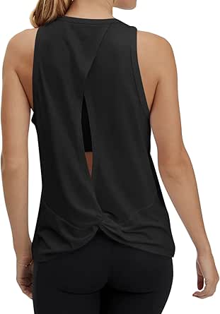 Amazon.com: Workout Tops for Women Athletic Backless Tops Yoga Musle ...
