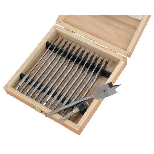 Flat Wood Bit Set 13pc (Metric 6-25mm Wooden Box) With Adaptor 1 Pack/S ...