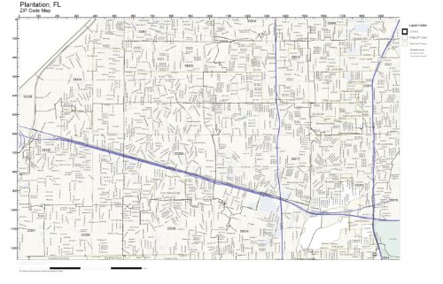 Amazon.com : ZIP Code Wall Map of Plantation, FL ZIP Code Map Not ...
