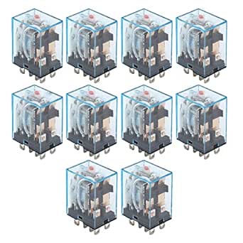 Coil Power Relay, 10Pcs Electromagnetic Power Relay Coil 8 Pin with LED ...