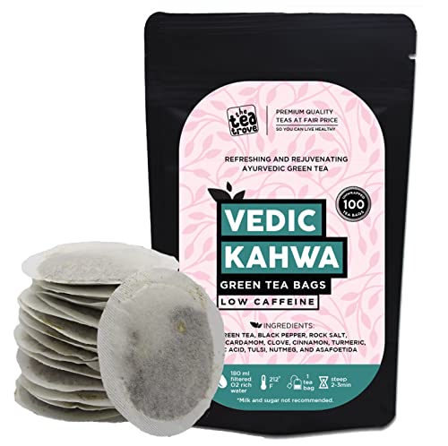 the tea trove Kahwa Green Tea Bags 100 pcs - Eco-Friendly Vedic Detox ...
