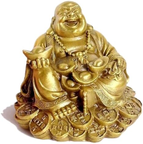 Amazon.com: JORAE Laughing Buddha Statue Sitting Carrying Golden Ingot ...
