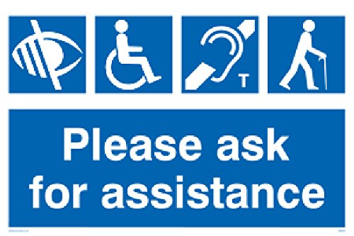 Viking Signs MD5624-A2L-V "Please Ask For Assistance" Sign, Vinyl, 400 ...