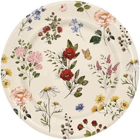 Amazon.com: AnyDesign 60Pcs Vintage Wildfloral Paper Plates Colorful ...