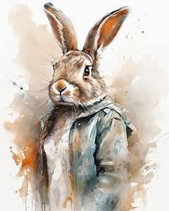 ZMHZMY Rabbit Paint by Numbers,Creative Watercolor Rabbit,Painting Kits ...