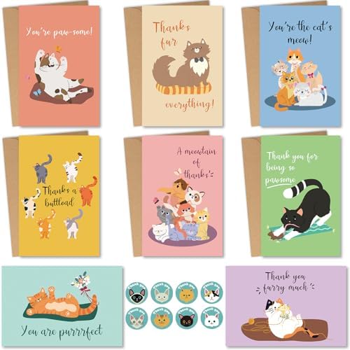 Amazon.com : 24 Funny Cats Thank You Cards With Envelopes & Stickers ...