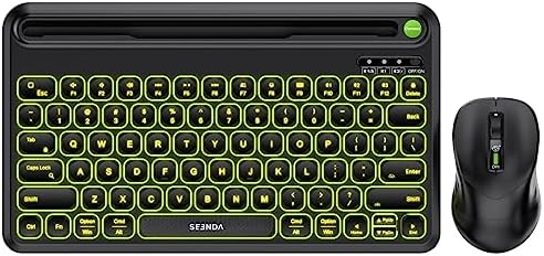 Amazon.com: Seenda Bluetooth Keyboard and Mouse Set, Rechargeable Wireless Backlit Keyboard ...