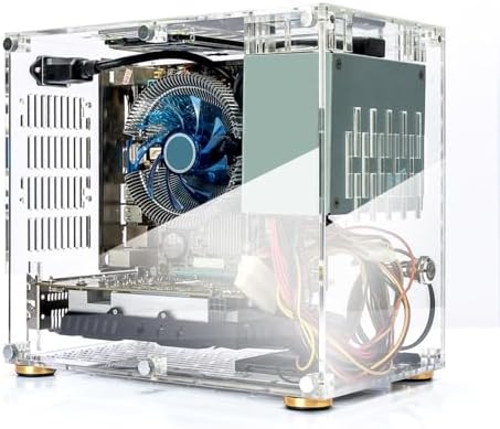 Mini ITX Computer Case, Clear Acrylic 360 Degree Open Type Hollow ...