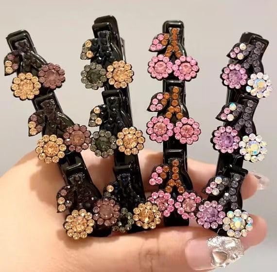 Amazon.com : Crystal Stone Braided Hair Clips - Sparkling Upgrade ...