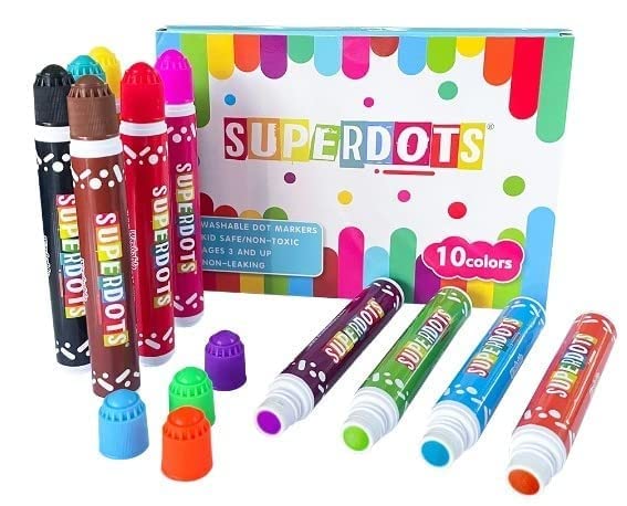 Like It Super Dots Markers 10 Colours (20ml) With Colouring Book ...