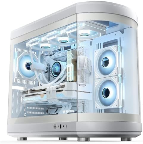 Amazon.com: AsiaHorse ATX PC Case with Dual Chamber, Full View Tempered ...