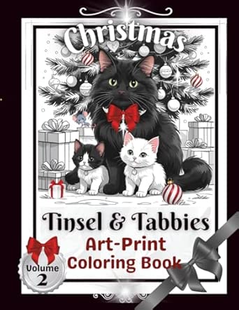 Amazon.com: Tinsel & Tabbies: A Christmas Coloring Book: Art-Print ...