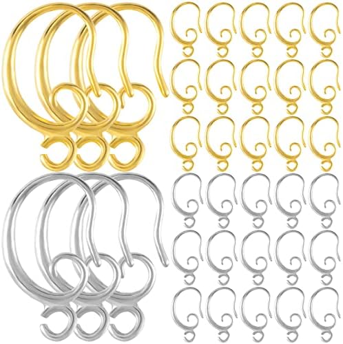 Amazon.com: PAGOW 50Pcs Earring Hooks 18K Gold Plated Golden Brass ...