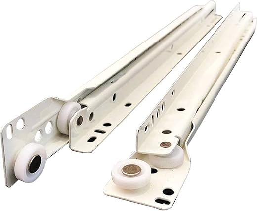 2 Sets of 350mm Roller Bottom Fix Drawer Runners Slides Kitchen White ...