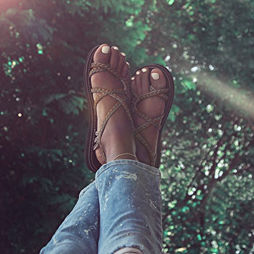 Everelax Women's Flat Sandals Orange Grey 6B(M) US Apparel Accessories ...