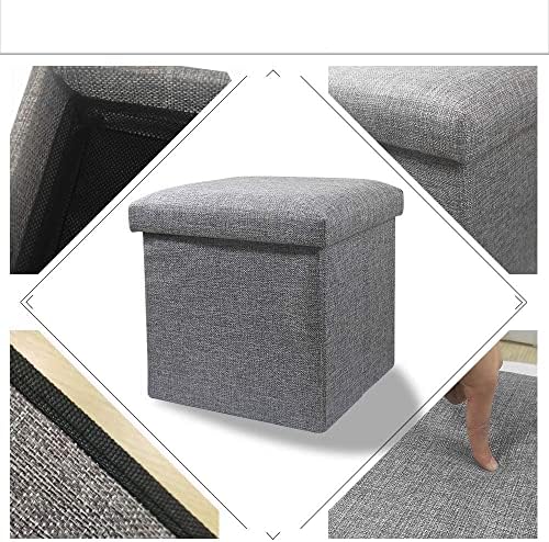 SKYFUN (LABEL) Fabric Cube Shape Storage Chair Foot Rest Ottoman Bench ...