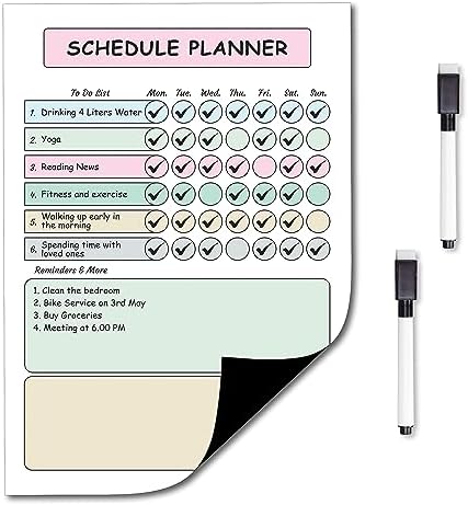 WONDERHUB Magnetic Whiteboard Schedule Planner with 2 Markers & Duster ...