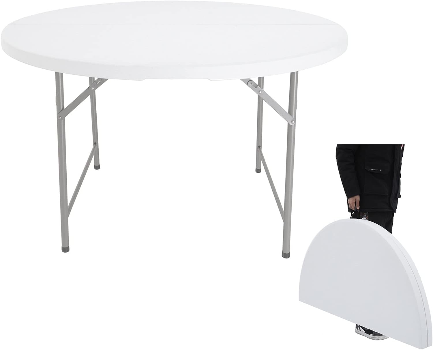 Amazon.com: Lifetime 22960 Folding Round Table, 4 Feet, White Granite ...