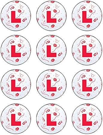 12x Hen Party L Plates 2" (5cm) PRE- CUT PREMIUM RICE PAPER Edible Cake ...
