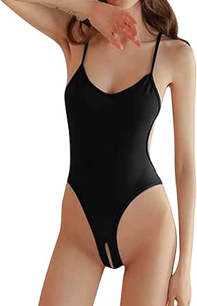 Amazon.com: TODOZO Swimsuits Women Crotchless Panties Bodysuit Deep V One Piece Suits Backless ...