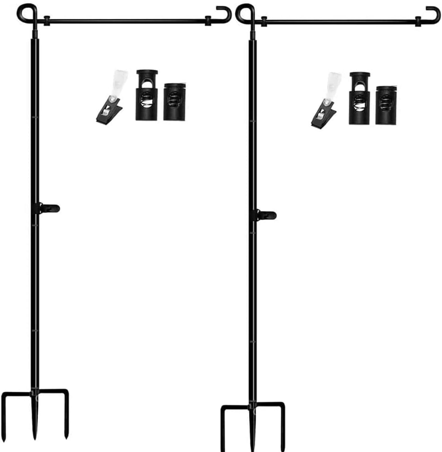 Amazon.com : 2 PACKS Upgraded Garden Flag Stand Banner Flagpole with 3 ...
