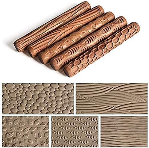 Onmancy 5 Stücke Töpfer Werkzeuge Holz Hand Rollen für Ton Ton Stempel ...