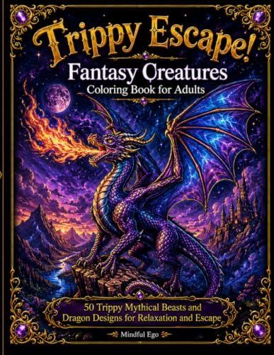 Amazon.com: Trippy Escape! Fantasy Creatures Coloring Book for Adults ...
