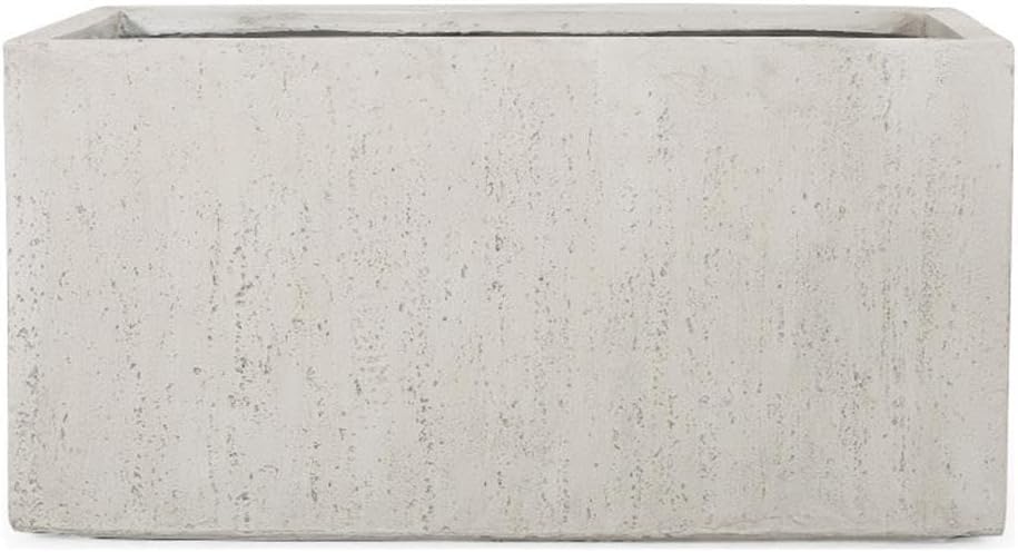 Amazon.com : Noble House Ella Outdoor Modern Large Cast Stone Rectangular Planter in White ...