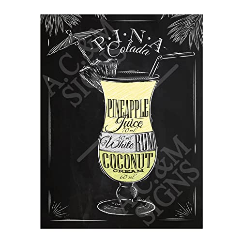 Pina Colada Cocktail Sign Metal Plaque For Home Bar & Pub Man Cave tiki ...