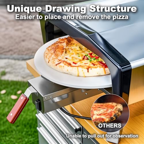 MELLCOM 20" Outdoor Gas Pizza Oven - Pull Out Handle & 360° Automatic ...