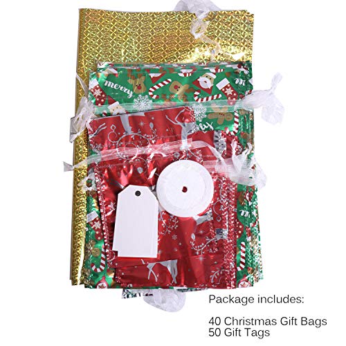Snapklik.com : Christmas Gift Bags,40Pcs Santa Wrapping Bag In 4 Sizes ...