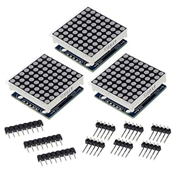 HiLetgo 3pcs MAX7219 8x8 Dot Matrix LED Display Module 5V MCU Control MAX7219 88 LED Dot Matrix ...