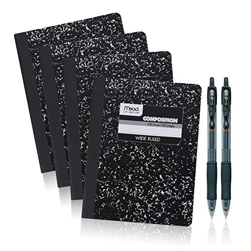 Amazon.com: Black Mead Composition Books & Pilot G2 Retractable Pen ...