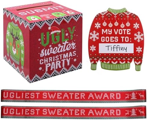 Amazon.com: 68pcs Christmas Ugly Sweater Party Voting Cards Sets ...