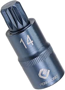 TA-VIGOR Triple Square Spline Bit Socket, 1/2" Drive x M14 (14mm) CR-V ...