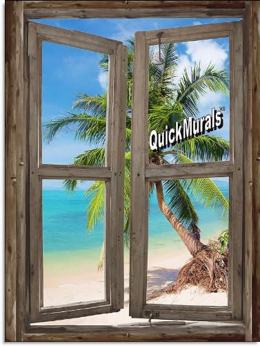 Amazon.com: Beach Cabin Window #4 Peel & Stick Canvas Wall Mural 36 ...