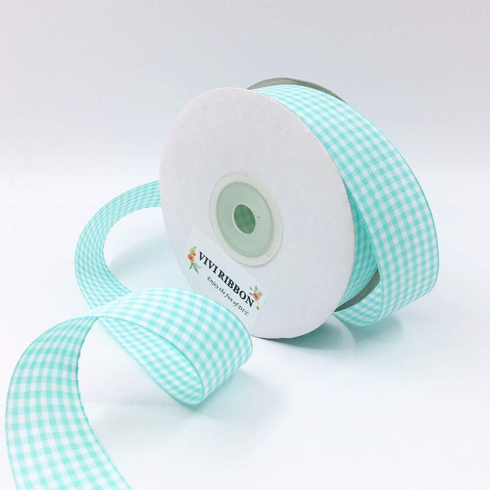 Amazon.com: VIVIQUEN Blue Gingham Ribbon Checkered Ribbon1-Inch 25 Yard ...
