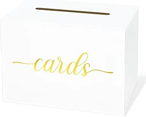 Amazon.com: LANLISA White Card Box with Gold Foil Design, Gift Cards Receiving Box Holder for ...