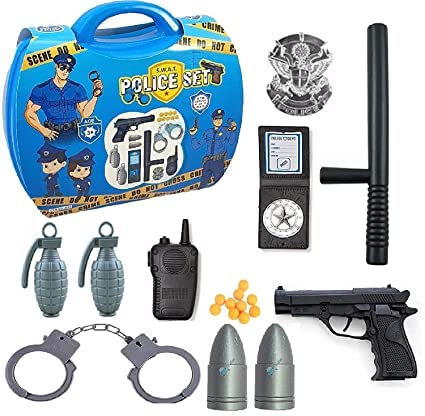 Police Playset Toy for Boys with Handcuff, Mini Bullet Gun Toy for Kids ...