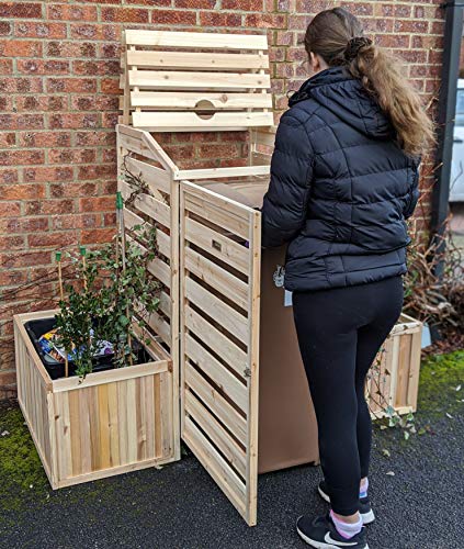 BinGarden Single Wheelie Bin Store with Bi-Fold Roof and matching ...